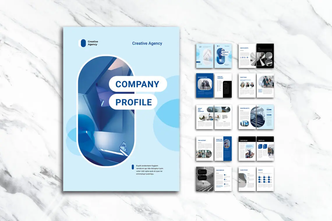 Blue White Elegant Company Profile - UI Creative